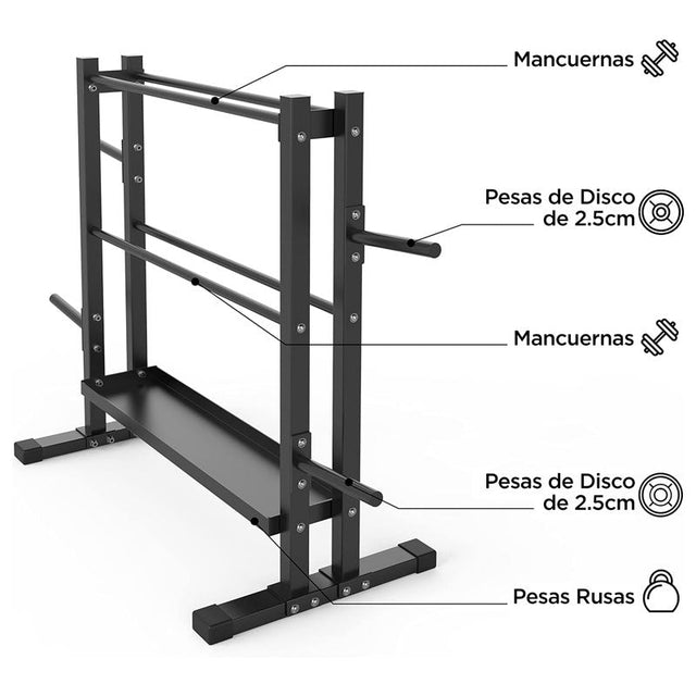 Rack de Acero para Pesas Rusas y Mancuernas II | PROIRON Peru®️