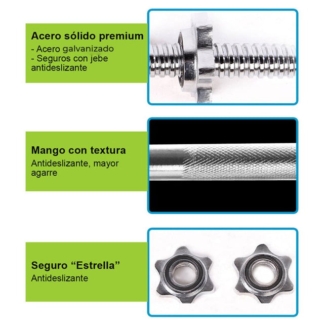 Barra Recta Cromadas PRO 130kg - 25mm - 152cm | PROIRON Peru®️